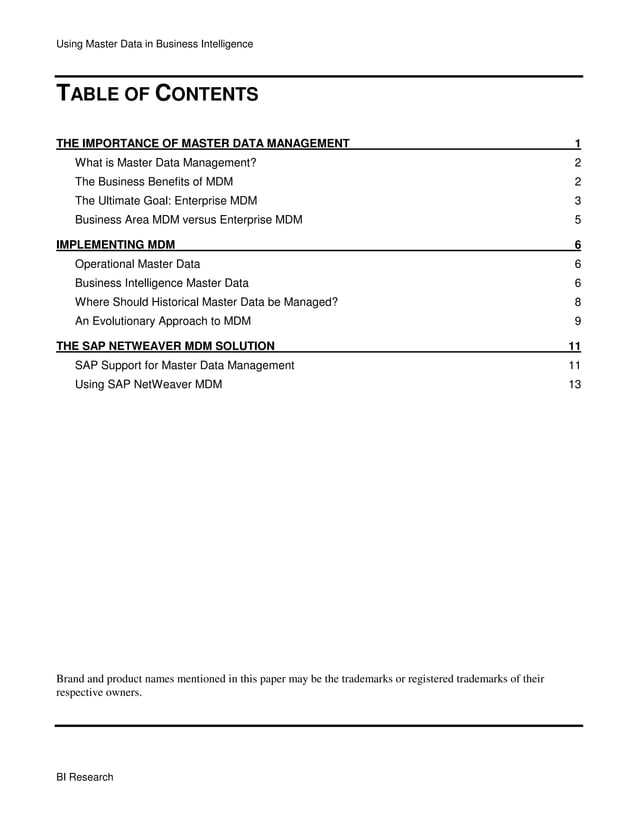 Using Master Data in Business Intelligence | PDF | Databases | Computer Software and Applications