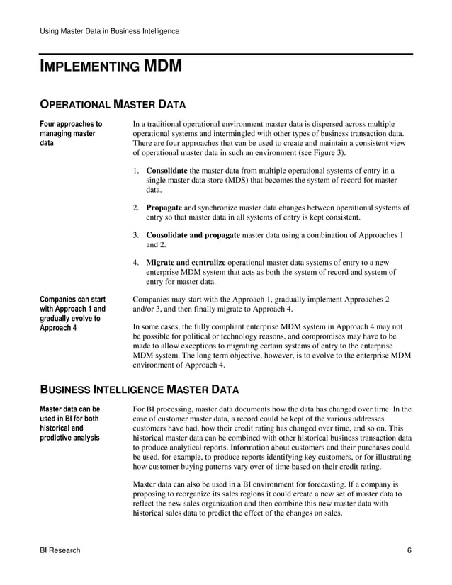 Using Master Data in Business Intelligence | PDF | Databases | Computer Software and Applications