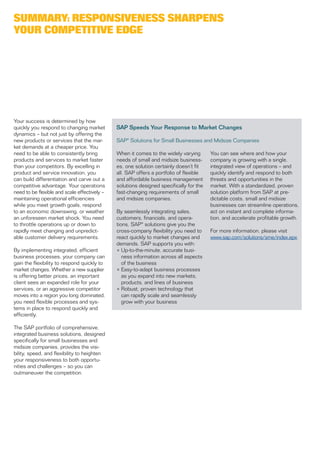 Responding Quickly to Changing Markets: Anticipate, Adapt, Excel | PDF