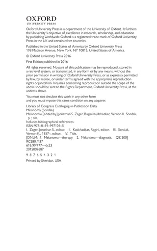 Melanoma 1st Edition Jonathan S Zager Vernon K Sondak Ragini Kudchadkar ...