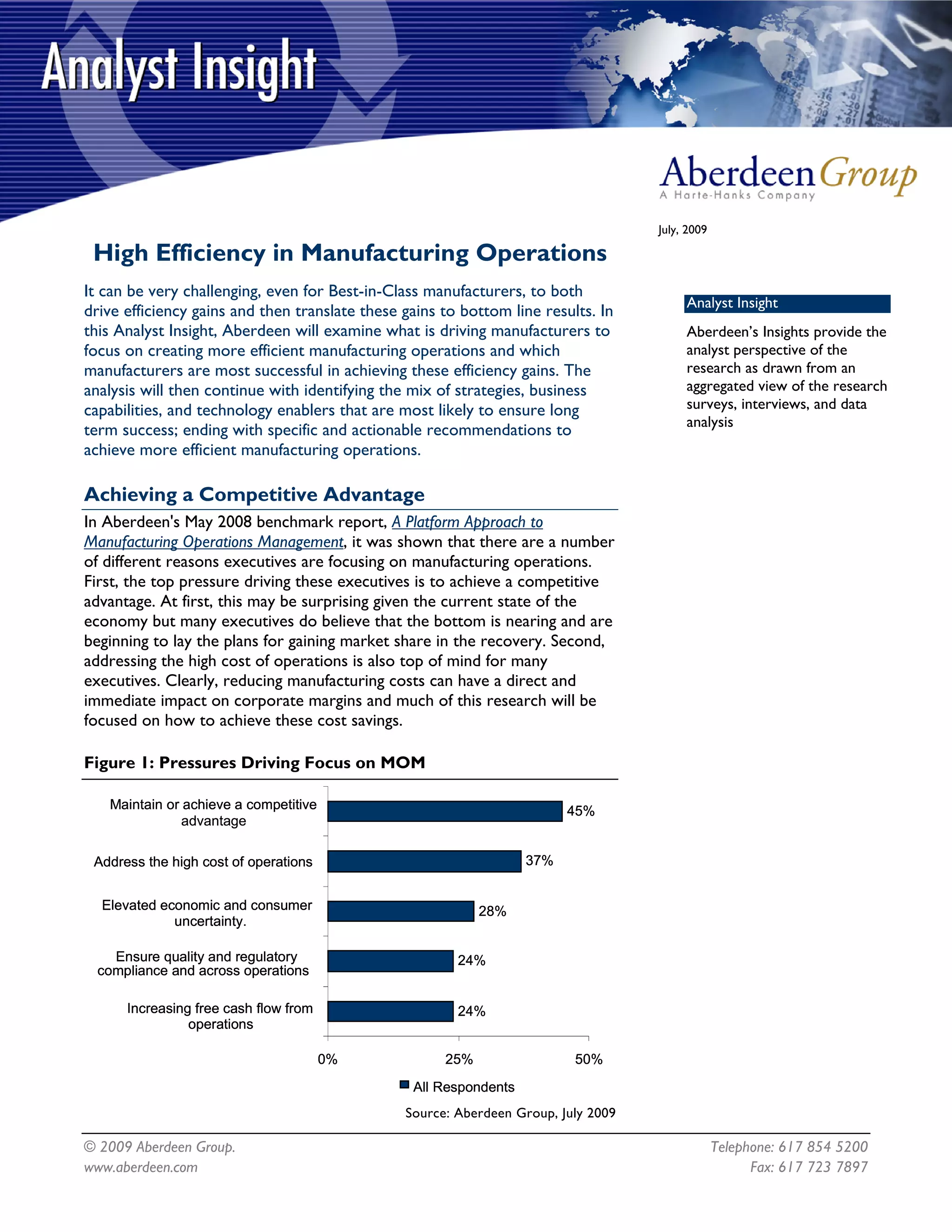 High Efficiency in Manufacturing Operations | PDF