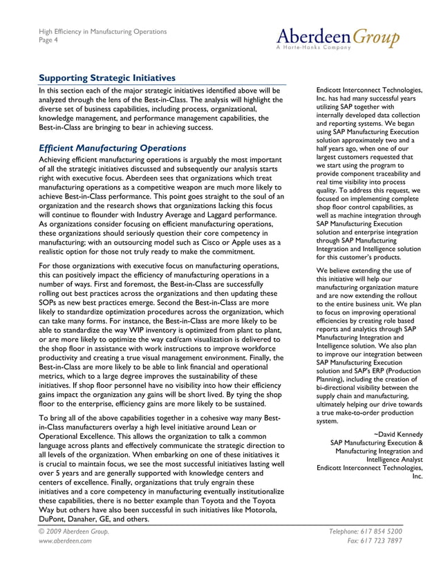 High Efficiency in Manufacturing Operations | PDF