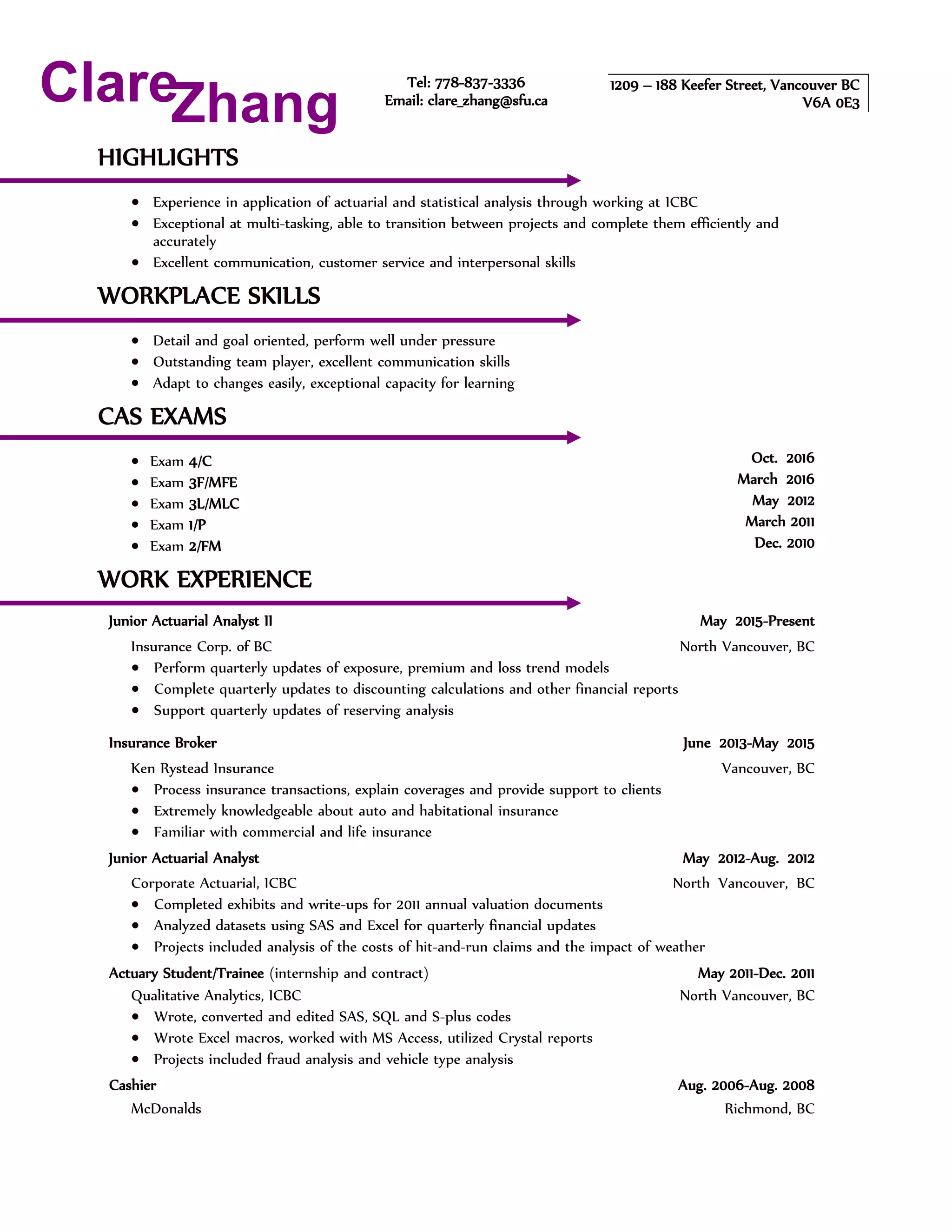 ClareZhang resume | PDF