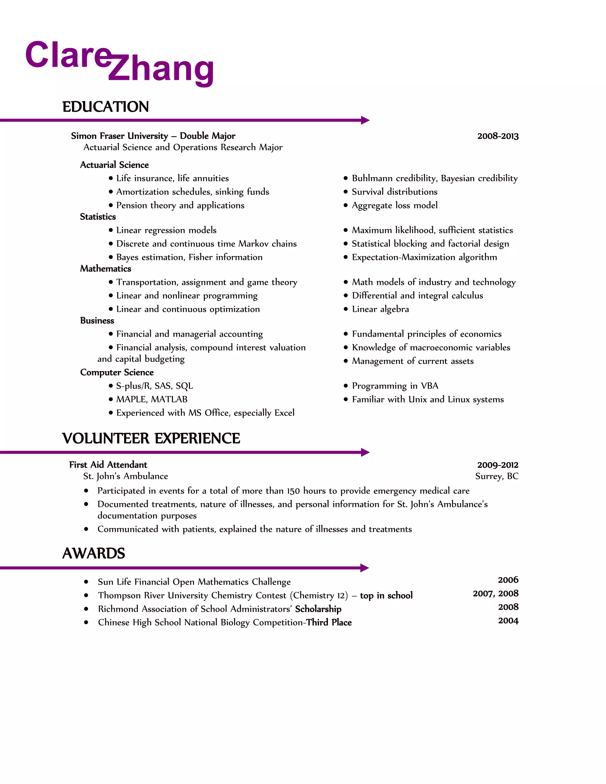 ClareZhang resume | PDF