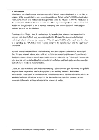 Implementation of Project Bank Accounts across Highways England | PDF