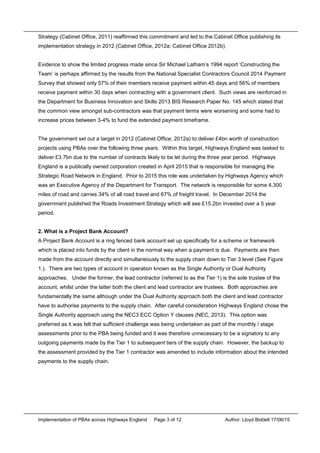 Implementation of Project Bank Accounts across Highways England | PDF