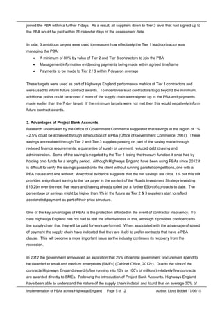 Implementation of Project Bank Accounts across Highways England | PDF