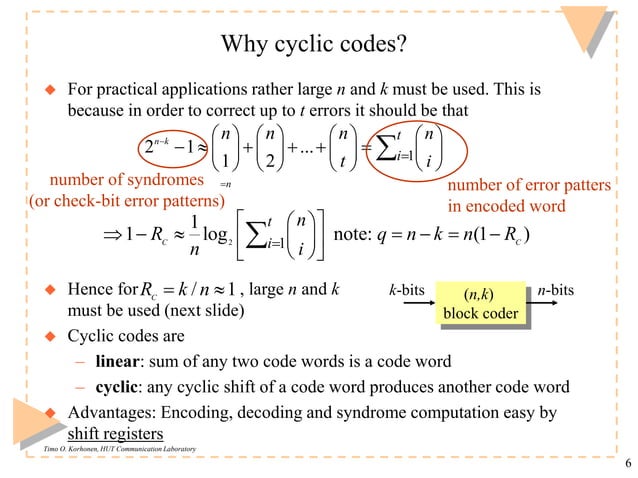 3320 cyclic codes.ppt | Programming Languages | Computing