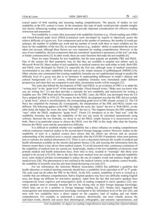 Text readability: its impact on reading comprehension and reading time ...