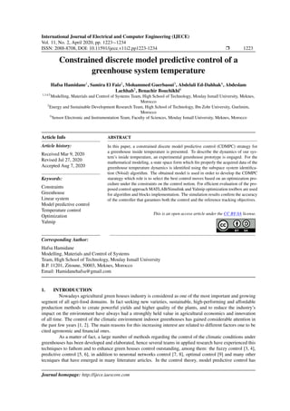Constrained discrete model predictive control of a greenhouse system temperature | PDF