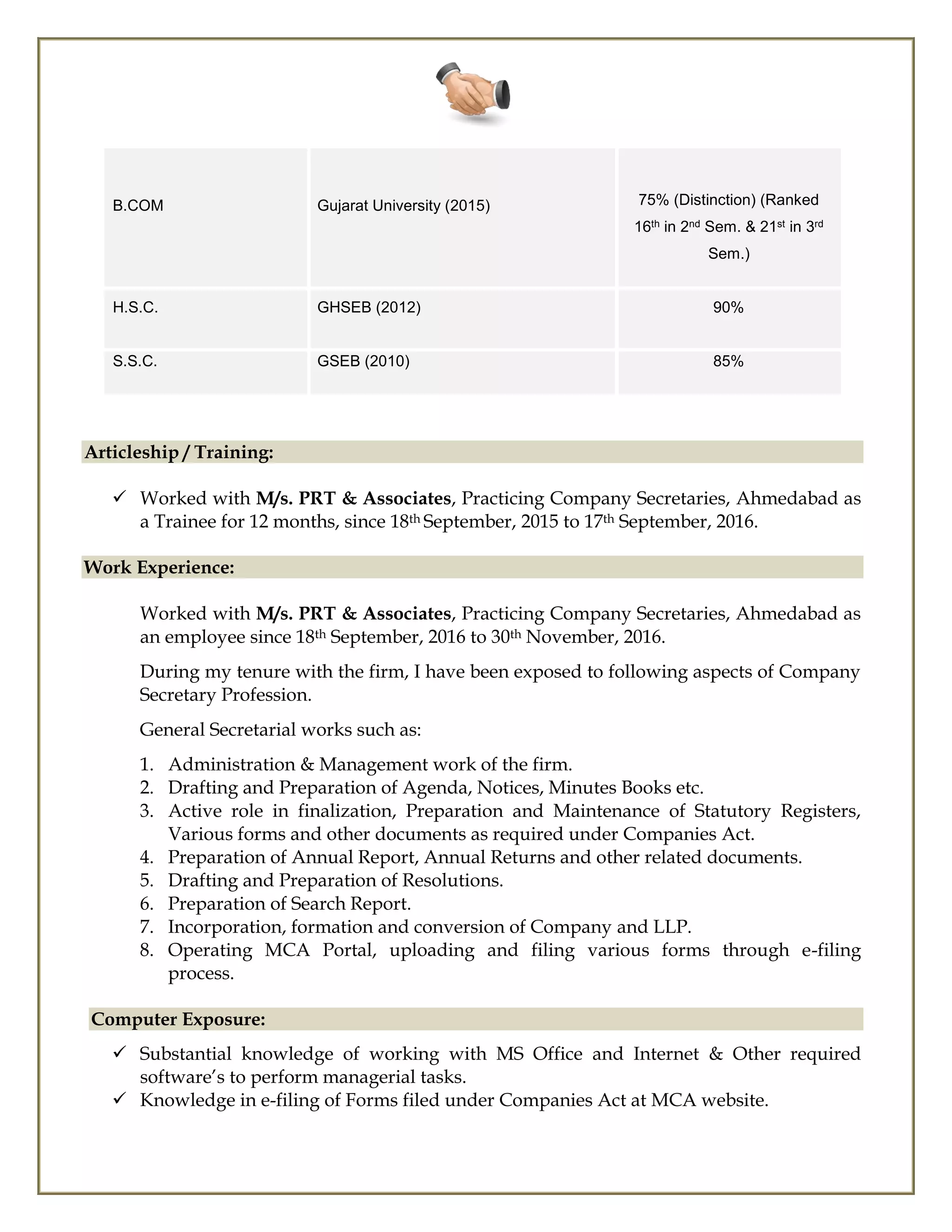 Resume_Company Secretary_Krunal Jain | PDF