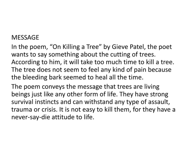 3323 on killing_a_tree_ppt | PPTX