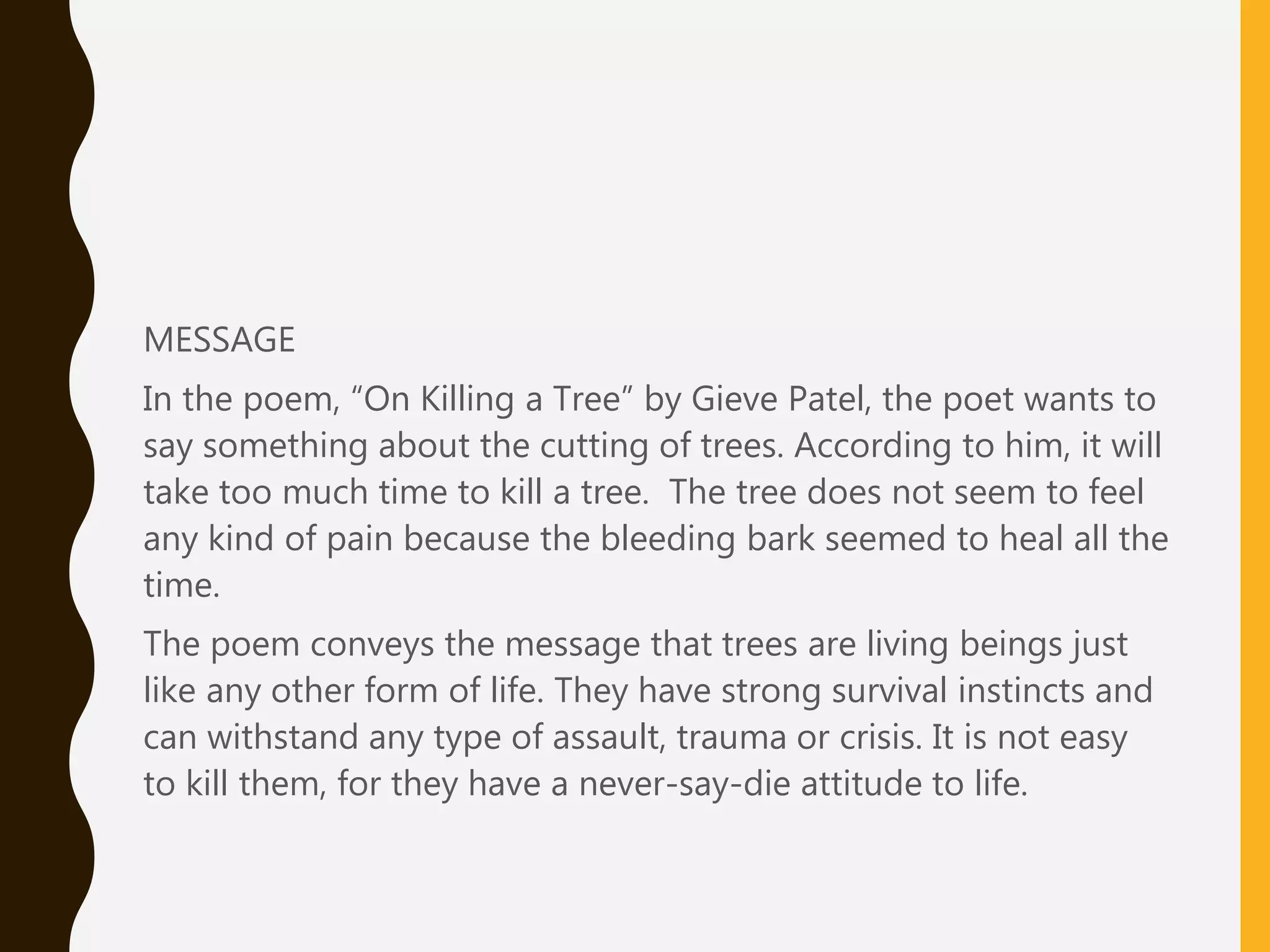 on killing a tree | PPTX
