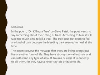 on killing a tree | PPTX