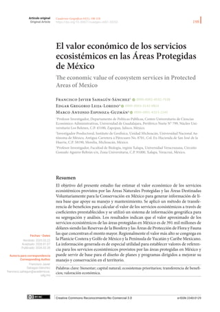 El valor económico de los servicios ecosistémicos en las Áreas ...