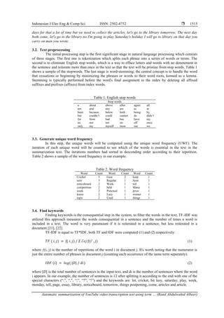 Automatic summarization of YouTube video transcription text using term ...
