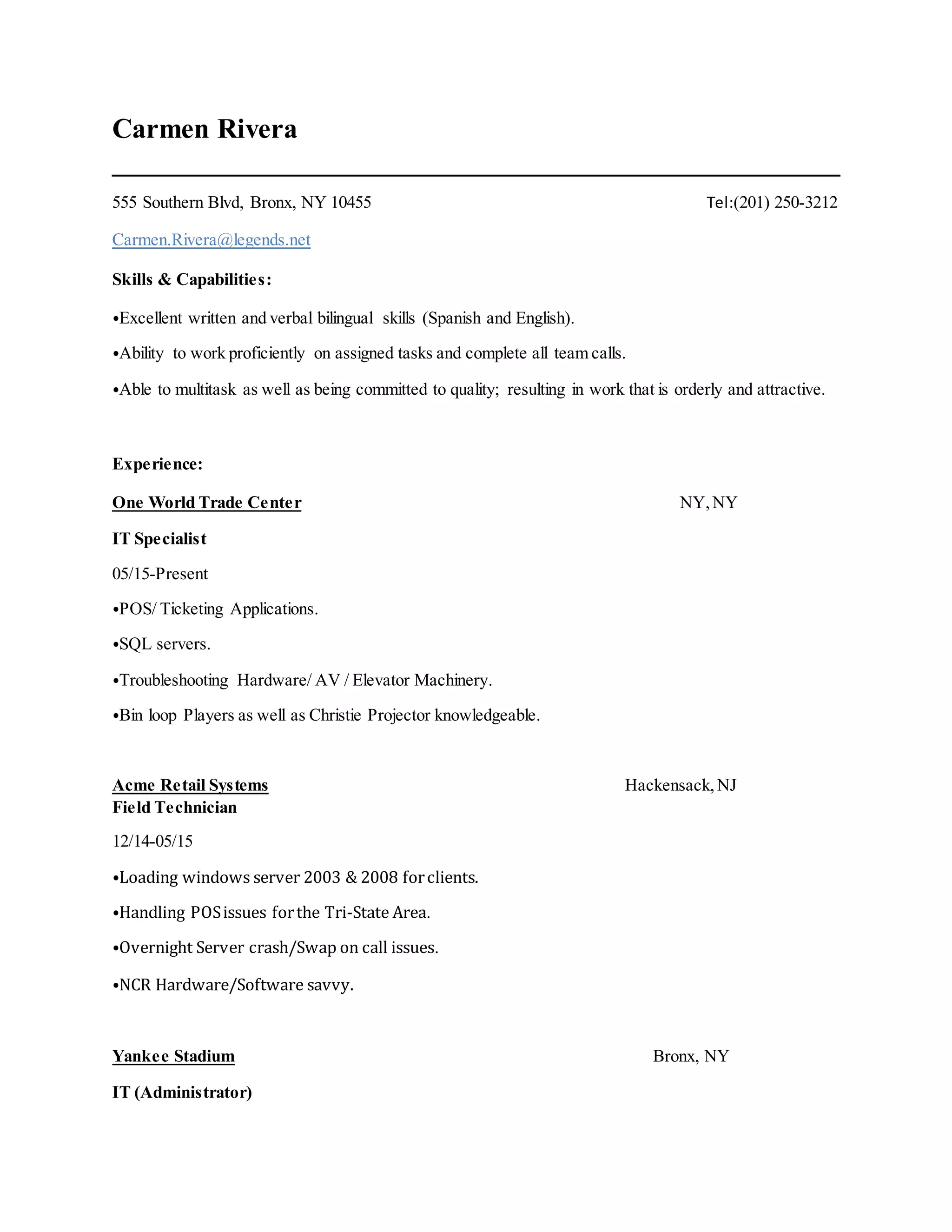 Carmen R. Resume | DOCX