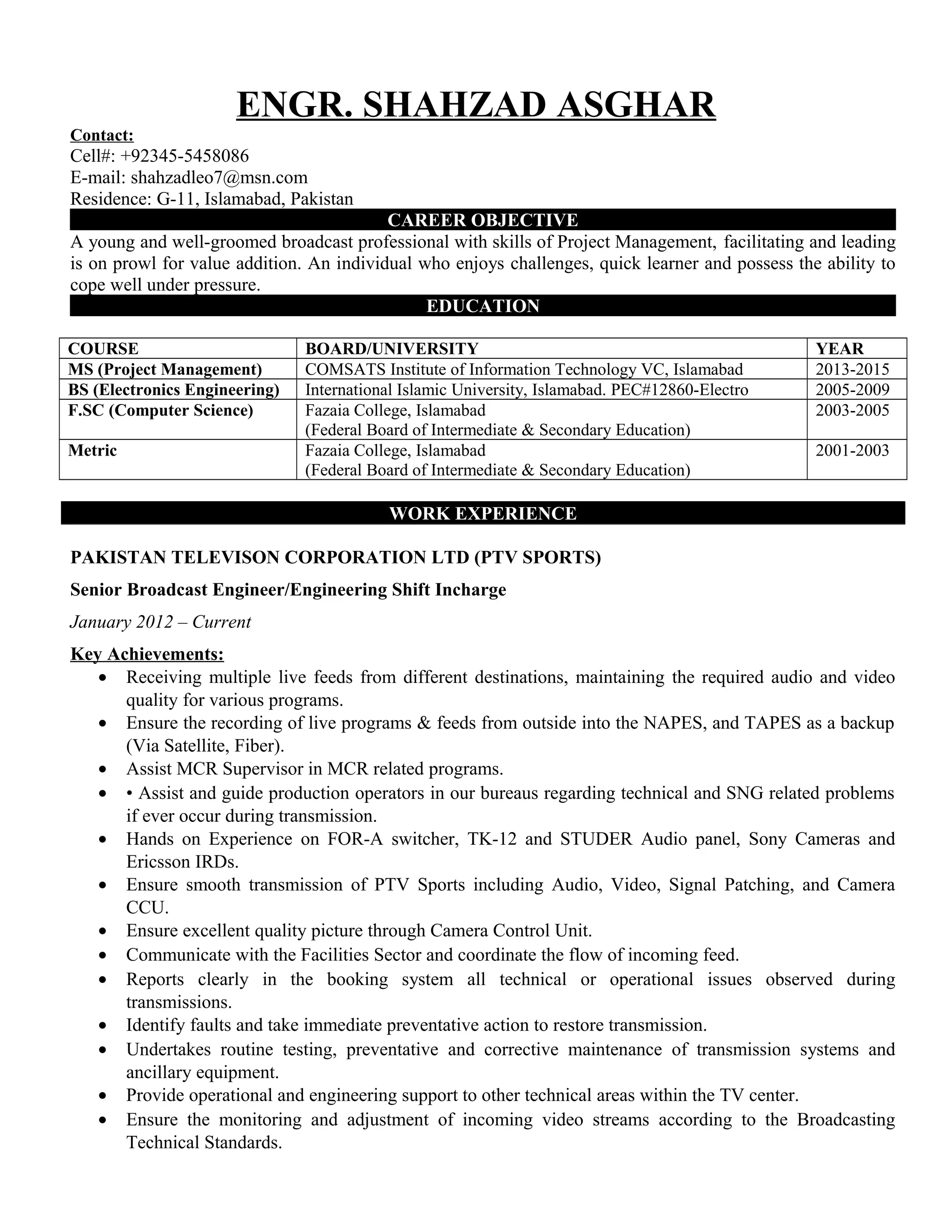 Shahzad CV | DOC | Technology & Computing