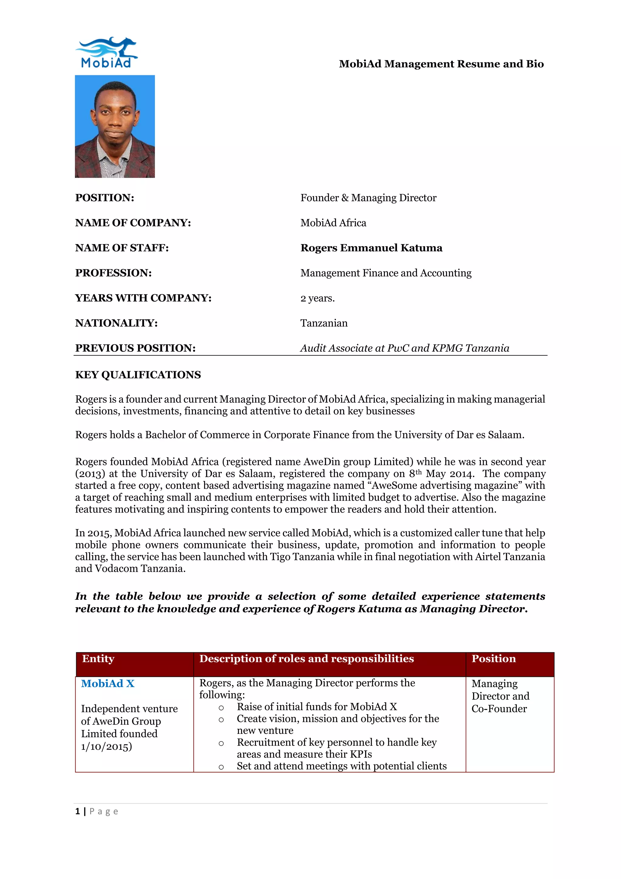 Rogers Katuma bio(cv) | PDF