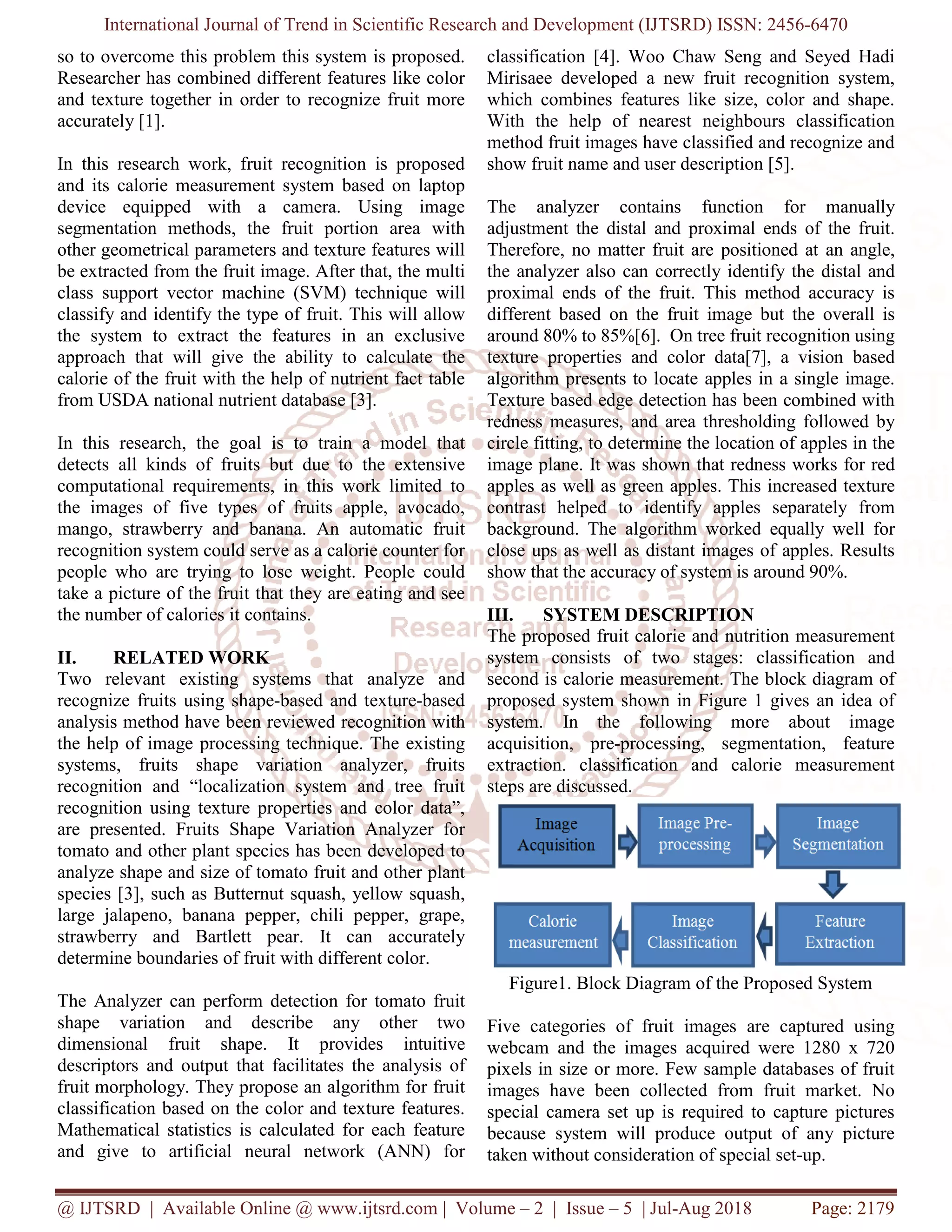 Fruit Classification and Calories Measurement System | PDF