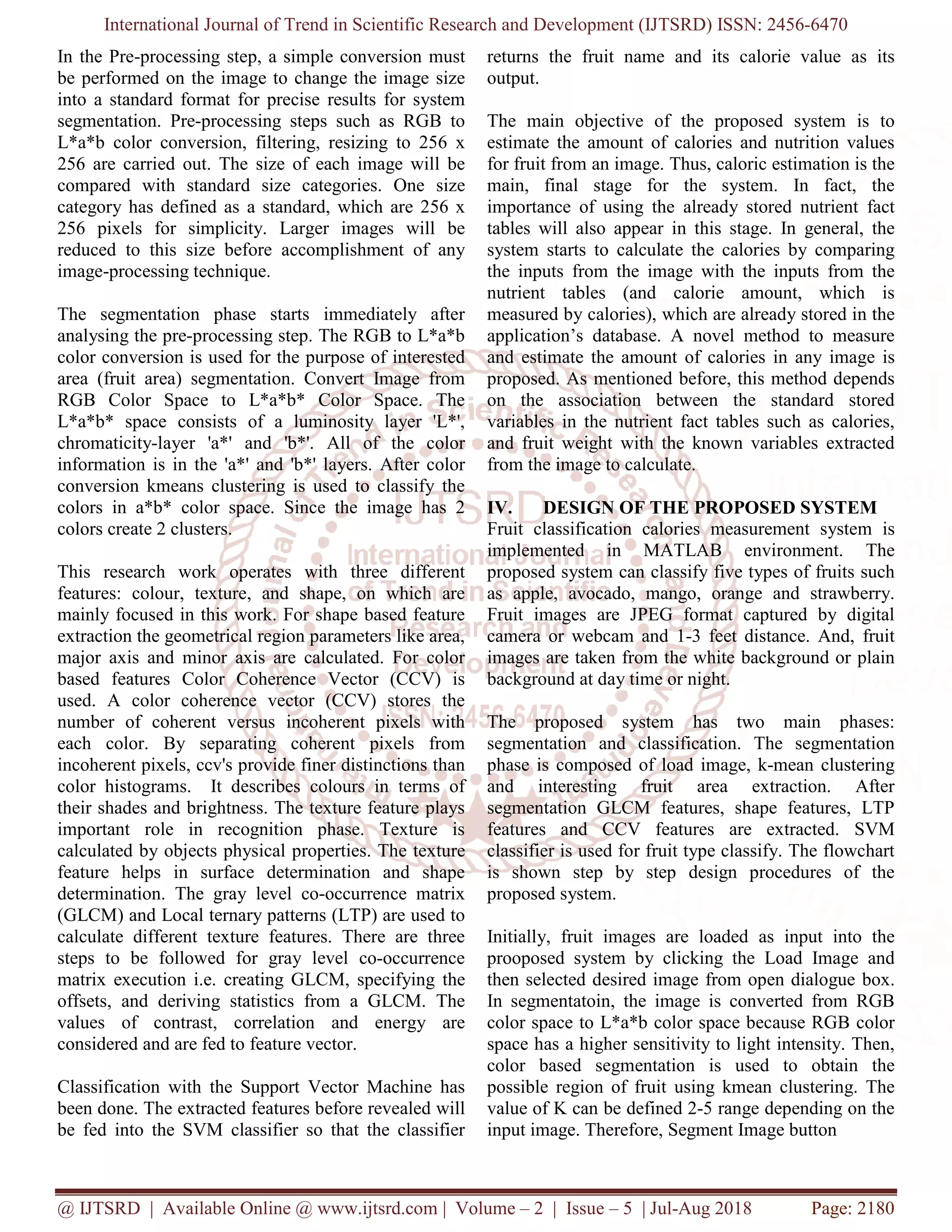 Fruit Classification and Calories Measurement System | PDF