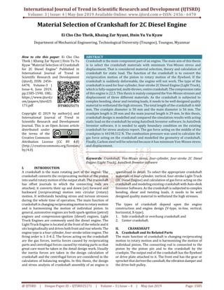 Material Selection of Crankshaft for 2C Diesel Engine | PDF