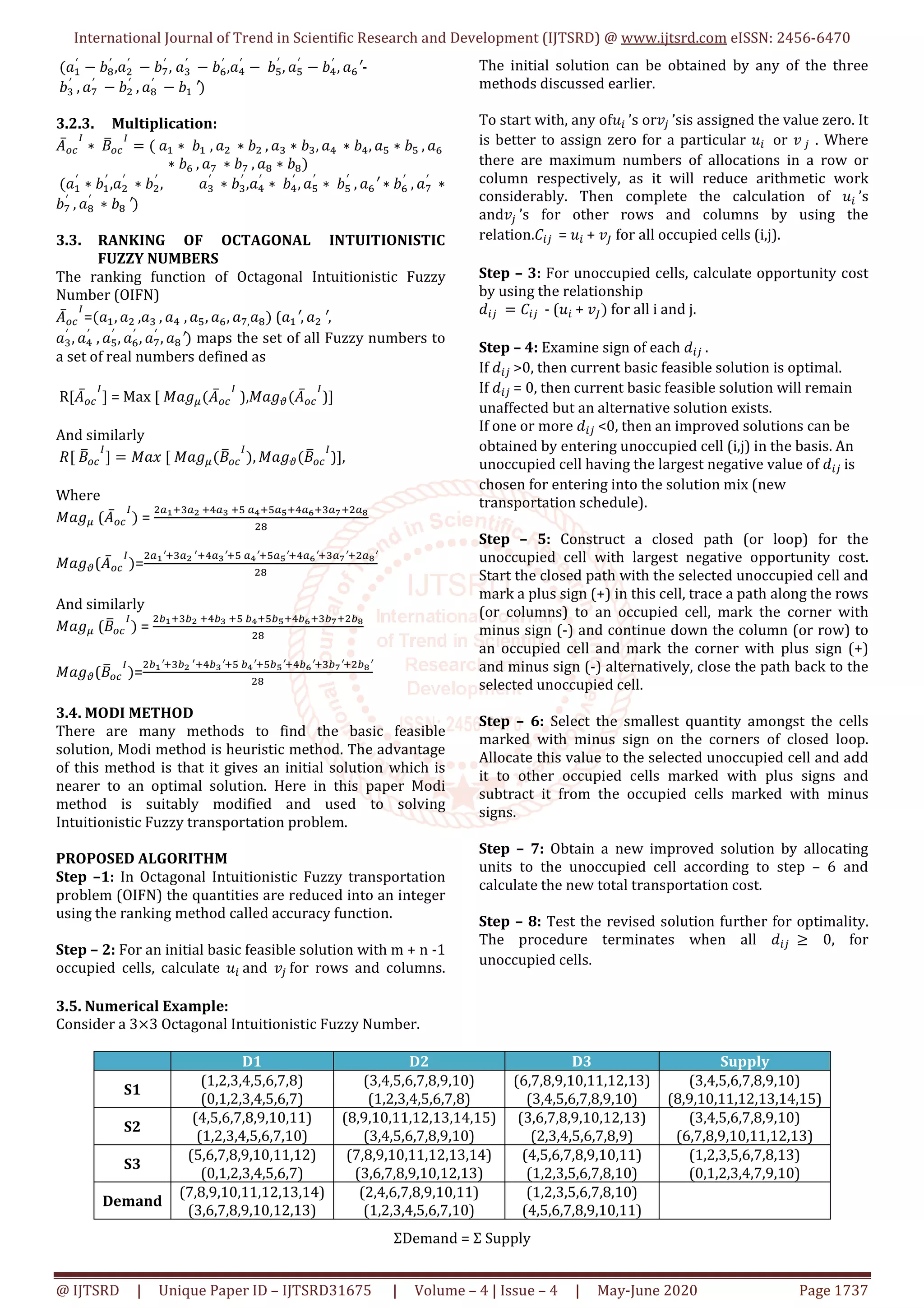 The New Ranking Method Using Octagonal Intuitionistic Fuzzy Unbalanced Transportation Problem Pdf