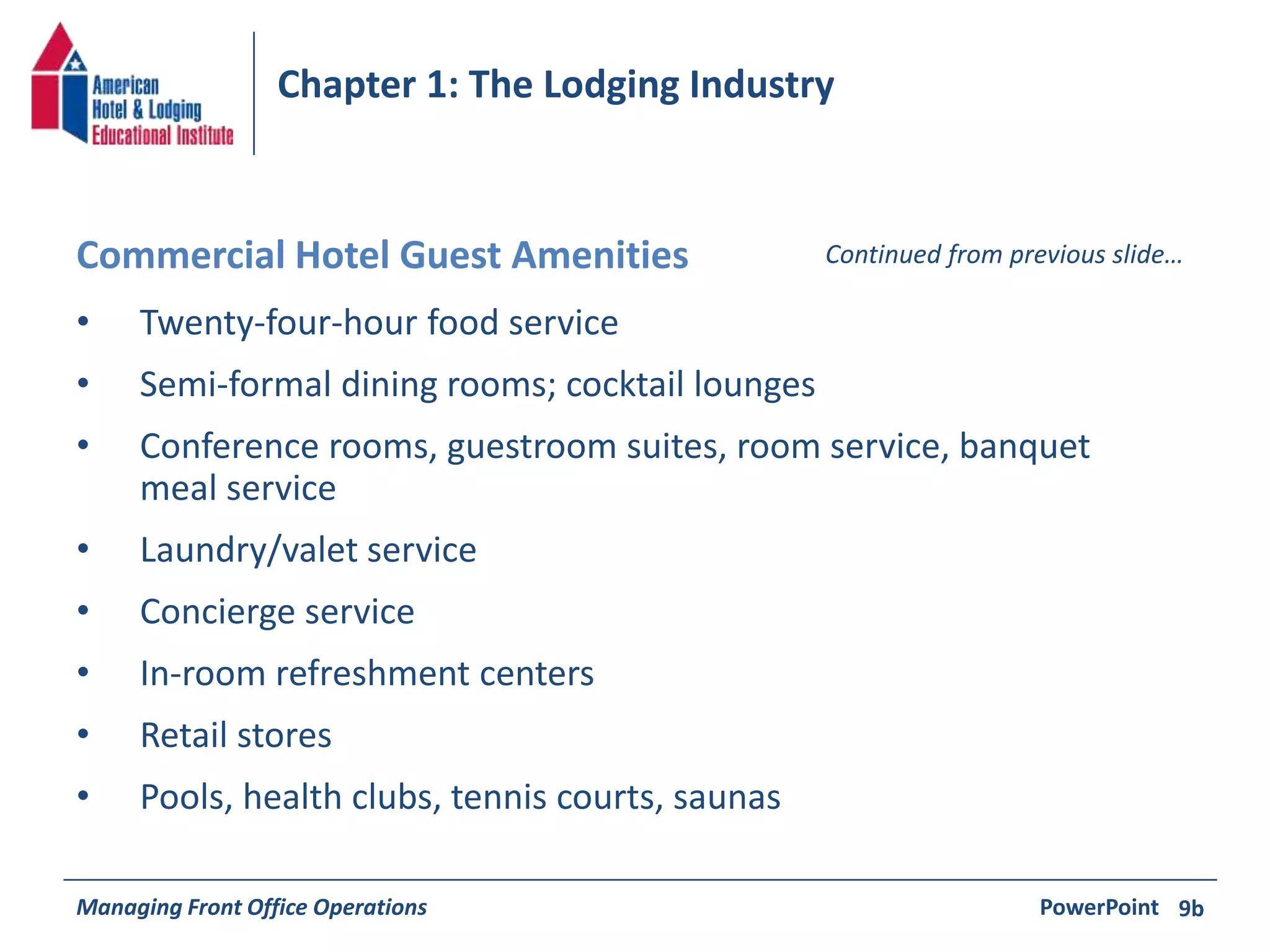 Chapter 1: The Lodging Industry | PPTX