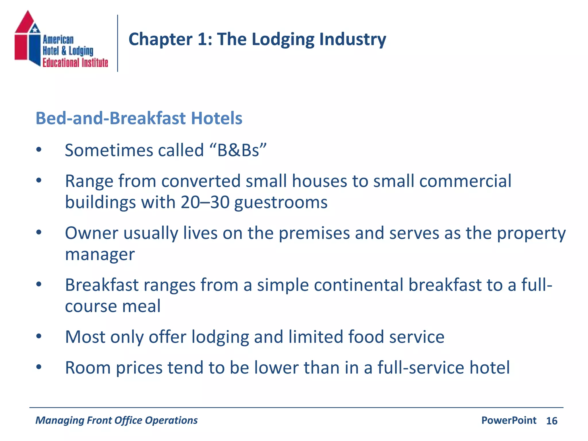 Chapter 1: The Lodging Industry | PPTX