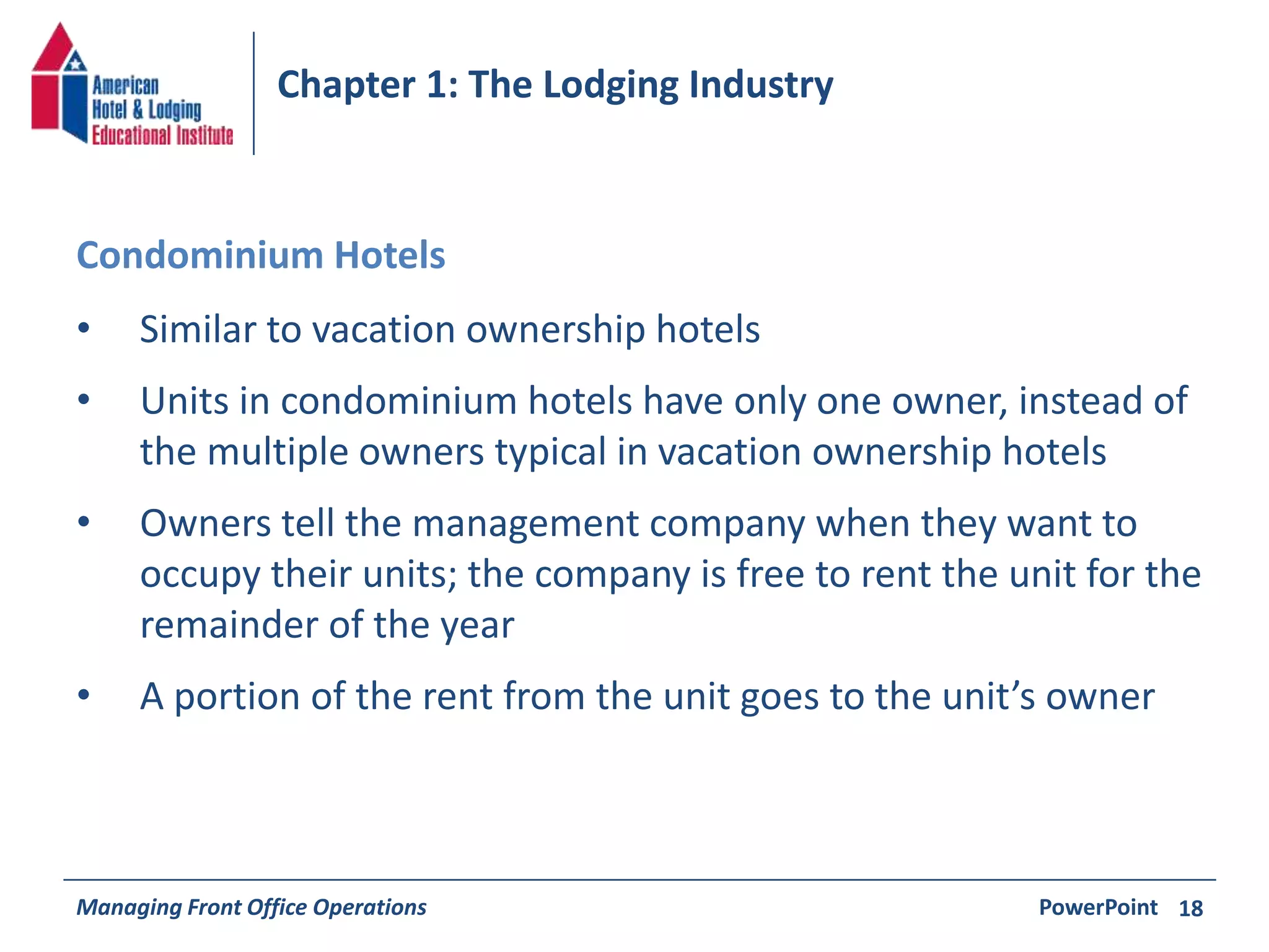 Chapter 1: The Lodging Industry | PPTX