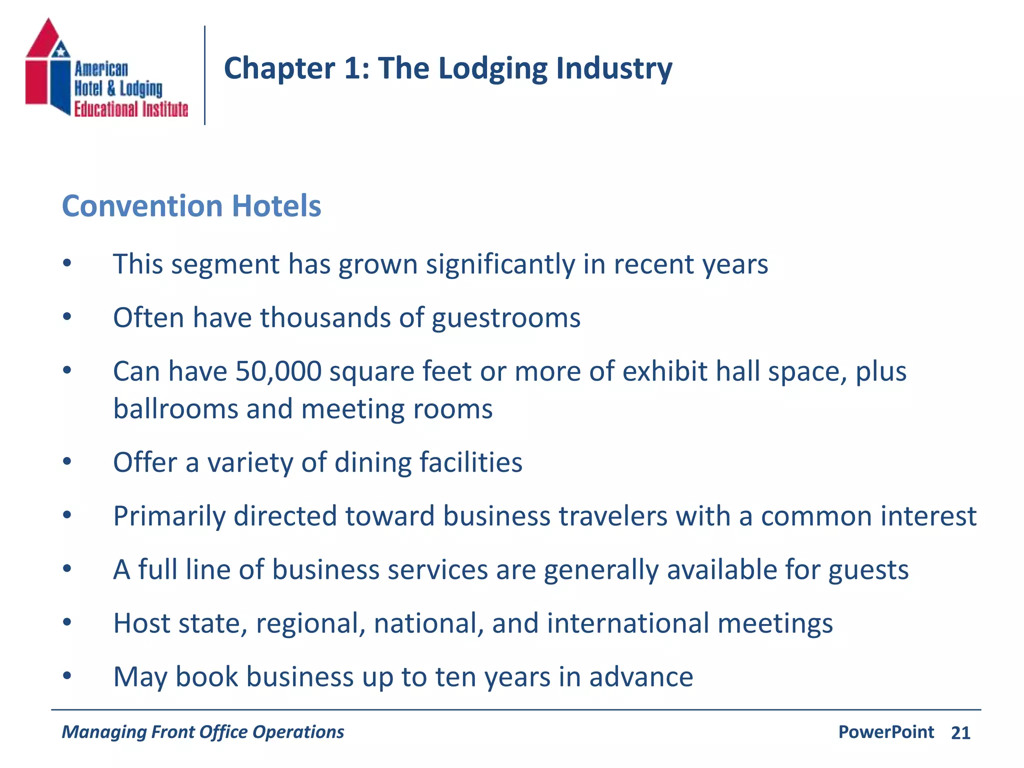 Chapter 1: The Lodging Industry | PPTX