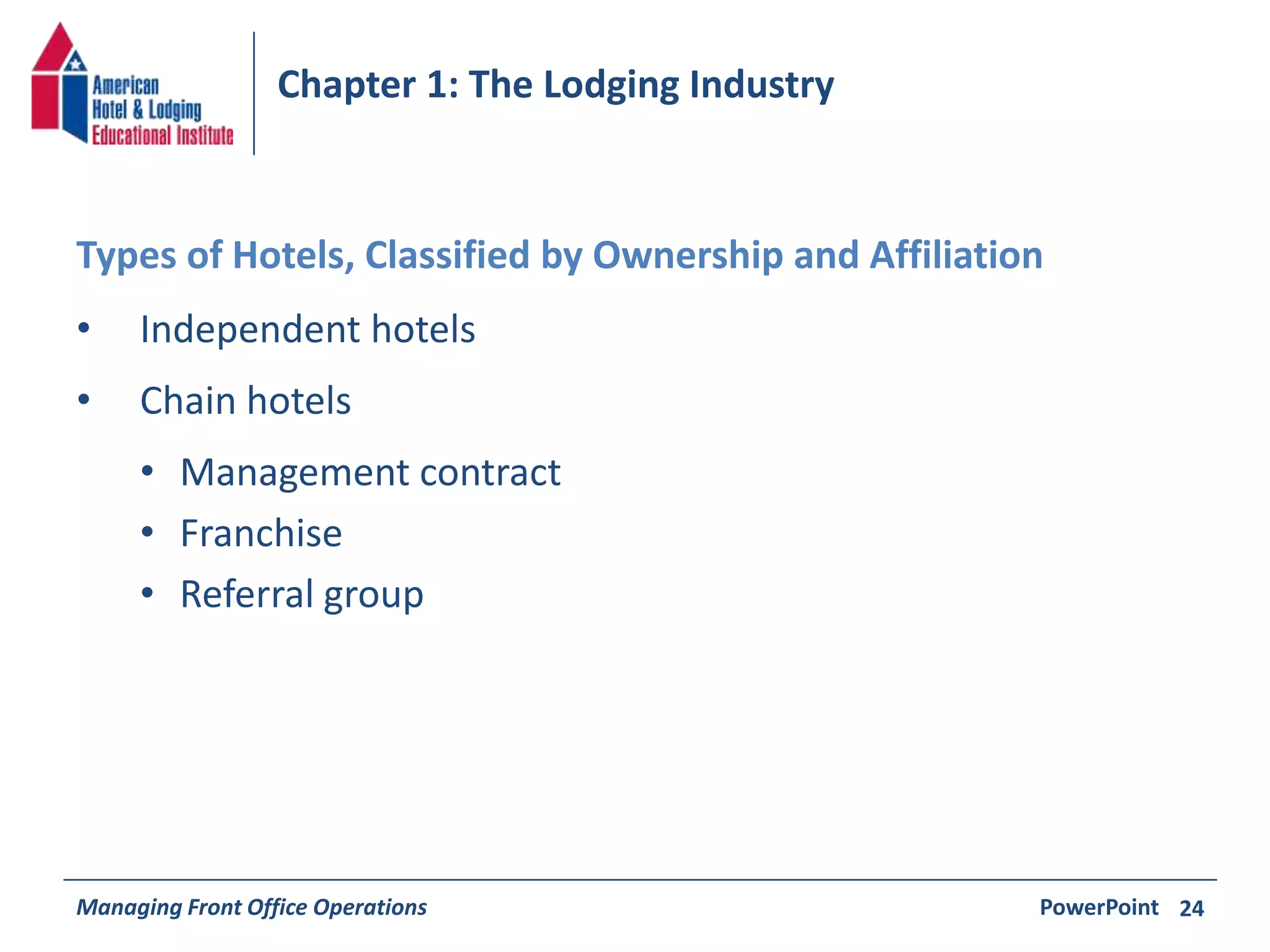 Chapter 1: The Lodging Industry | PPTX