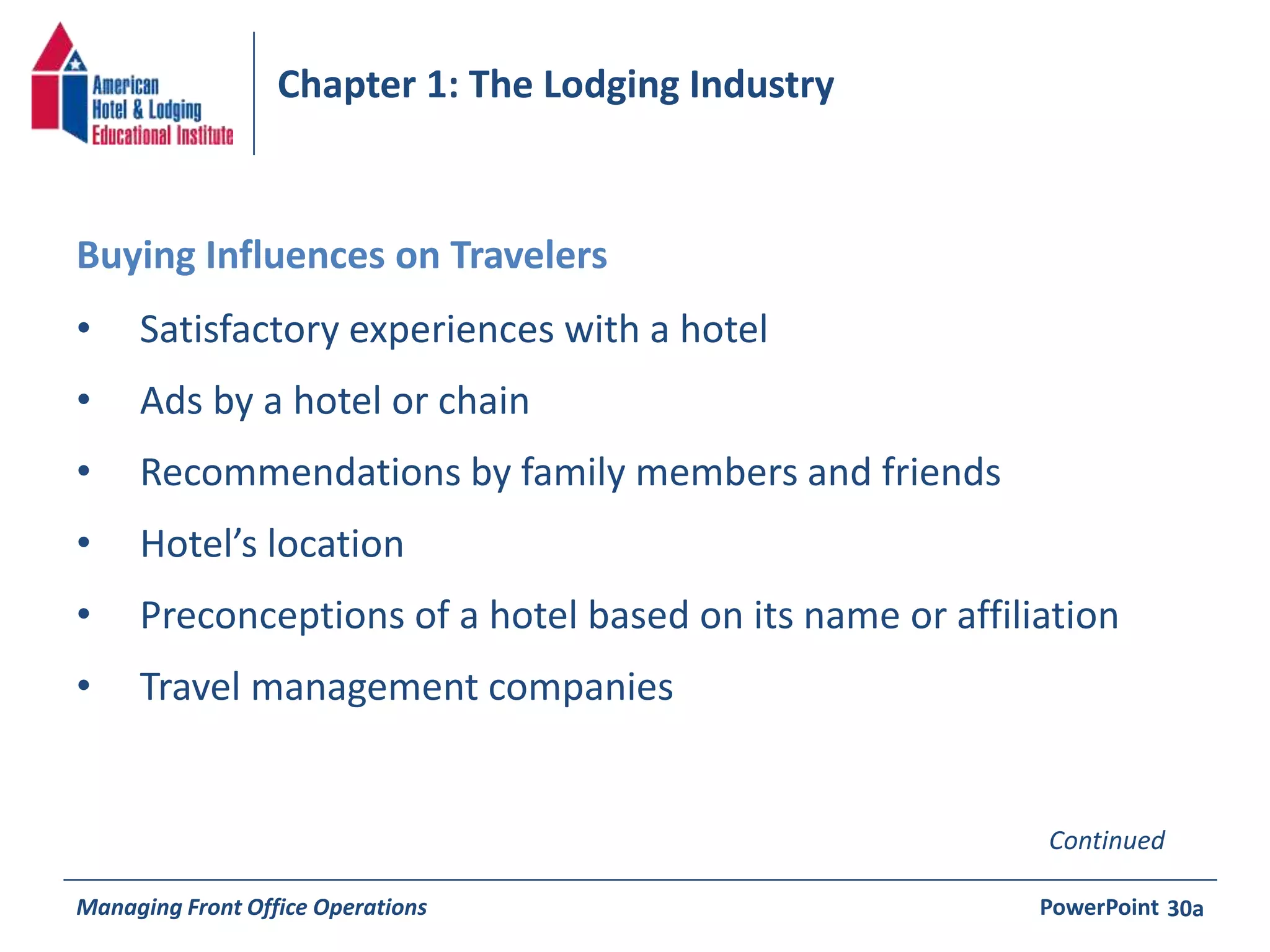 Chapter 1: The Lodging Industry | PPTX