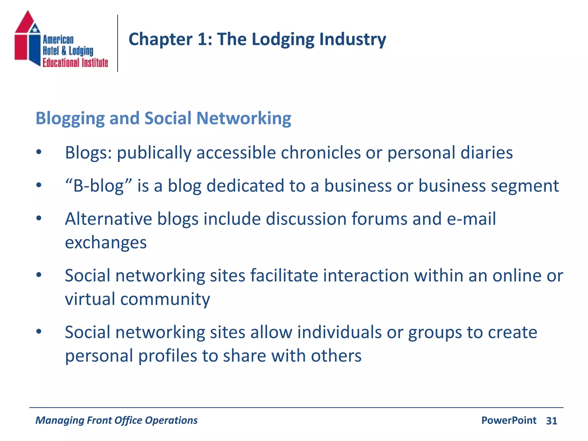 Chapter 1: The Lodging Industry | PPTX