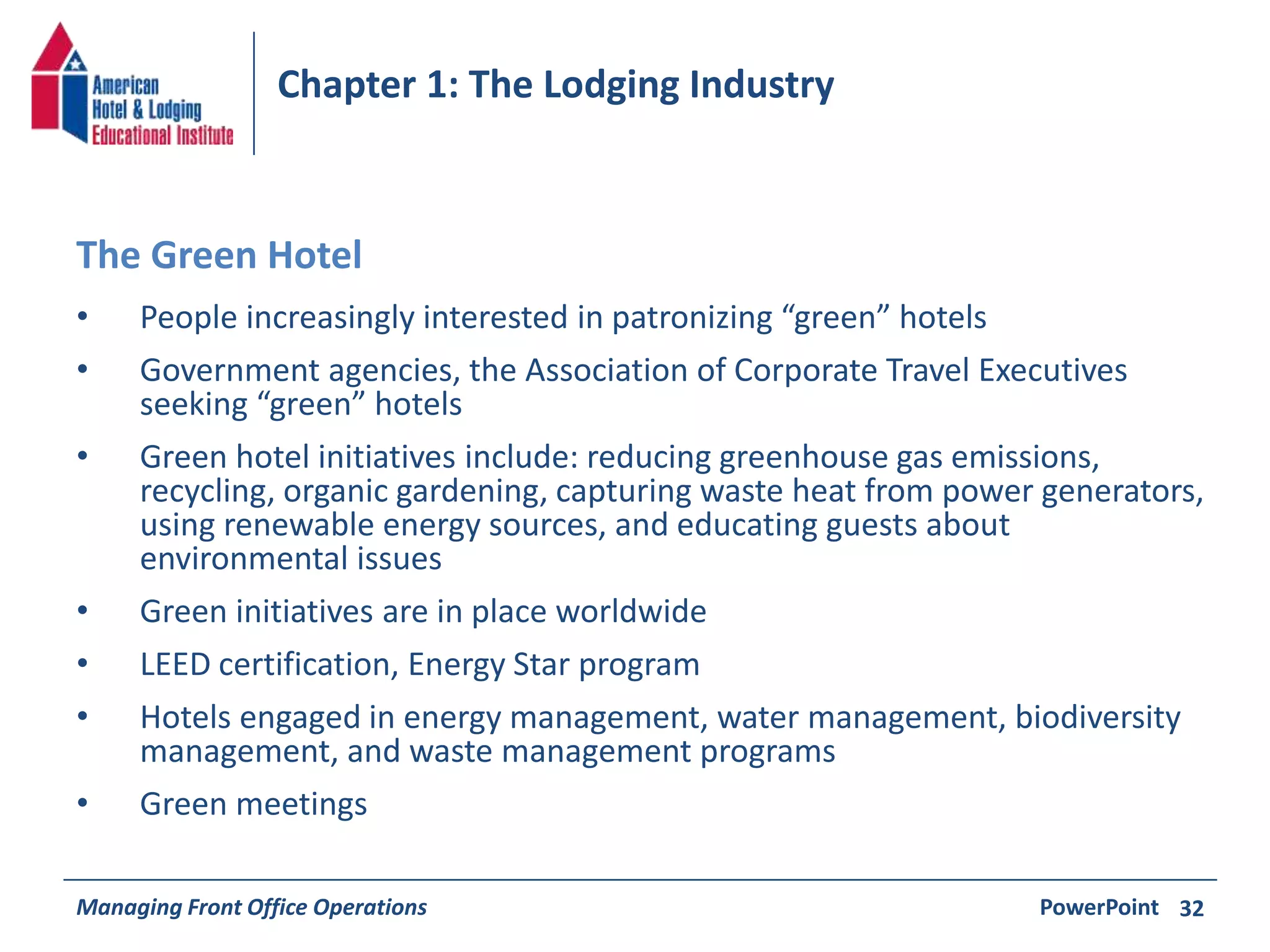 Chapter 1: The Lodging Industry | PPTX