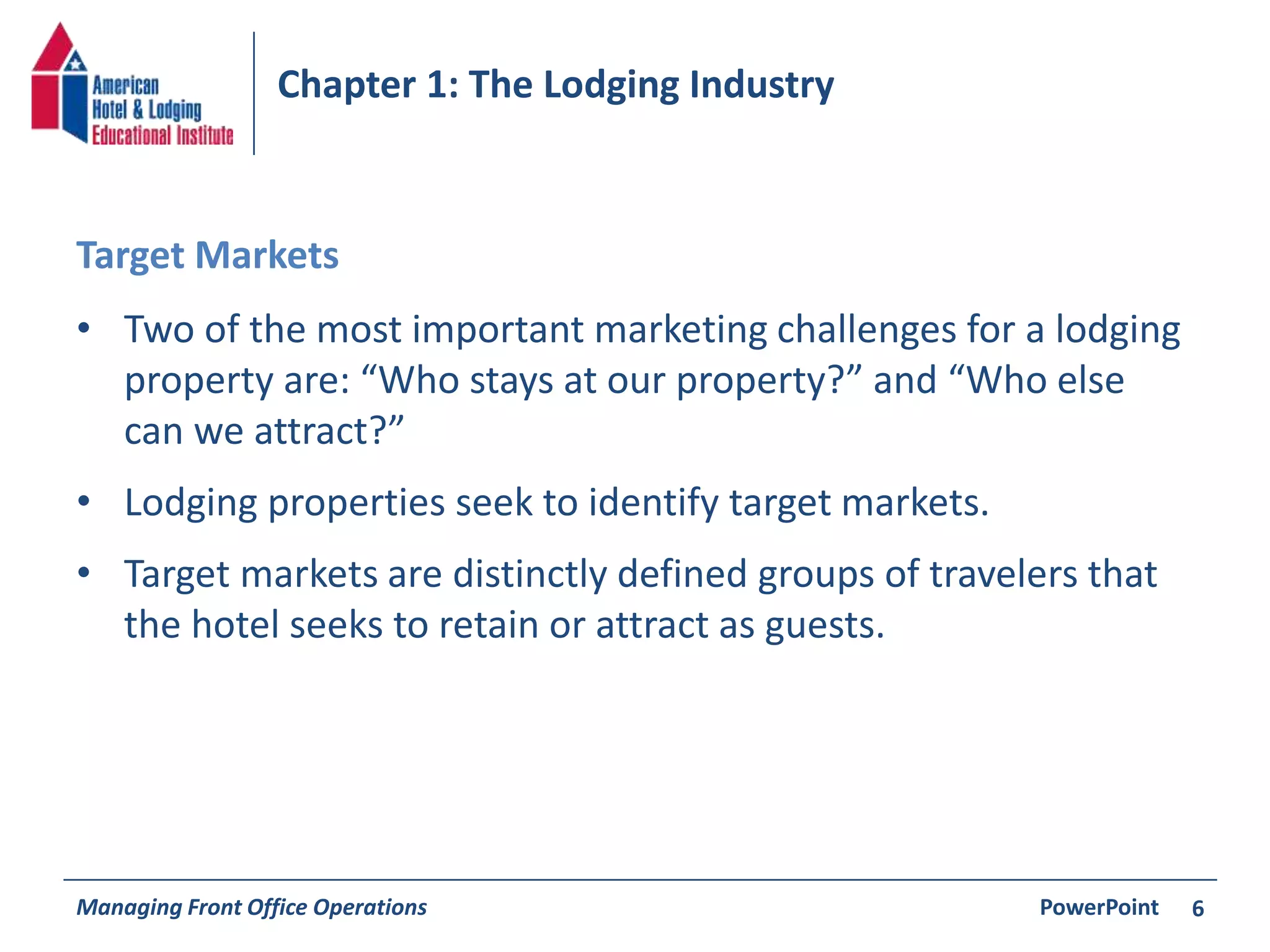 Chapter 1: The Lodging Industry | PPTX