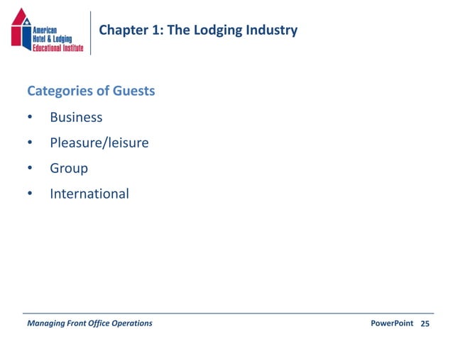 Chapter 1: The Lodging Industry | PPTX | Business Travel | Travel Type