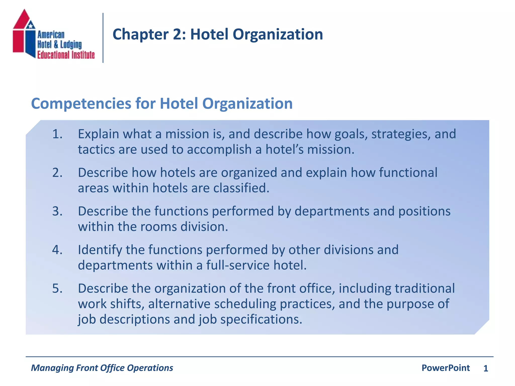 Chapter 2: Hotel Organization | PPTX