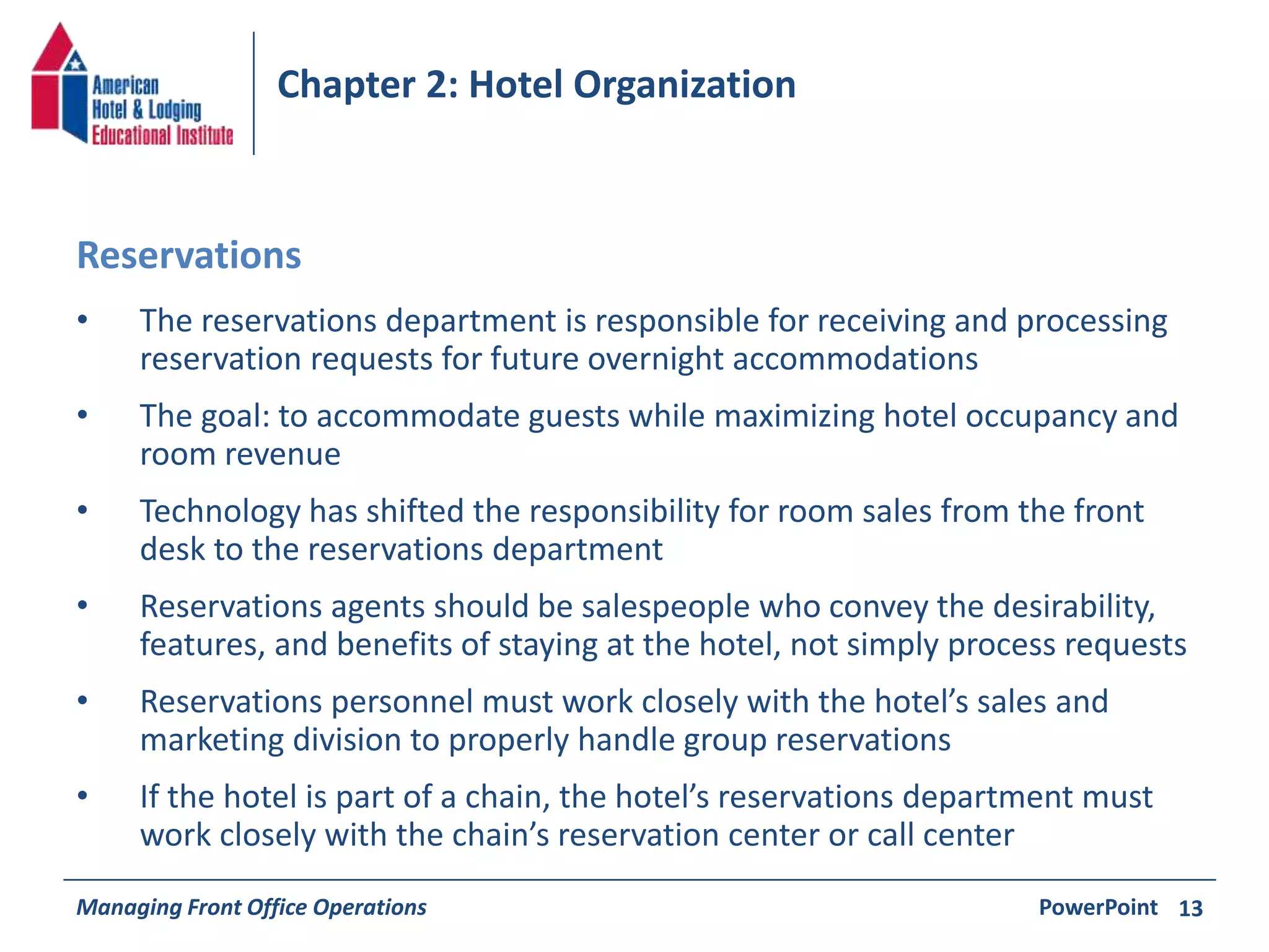 Chapter 2: Hotel Organization | PPTX