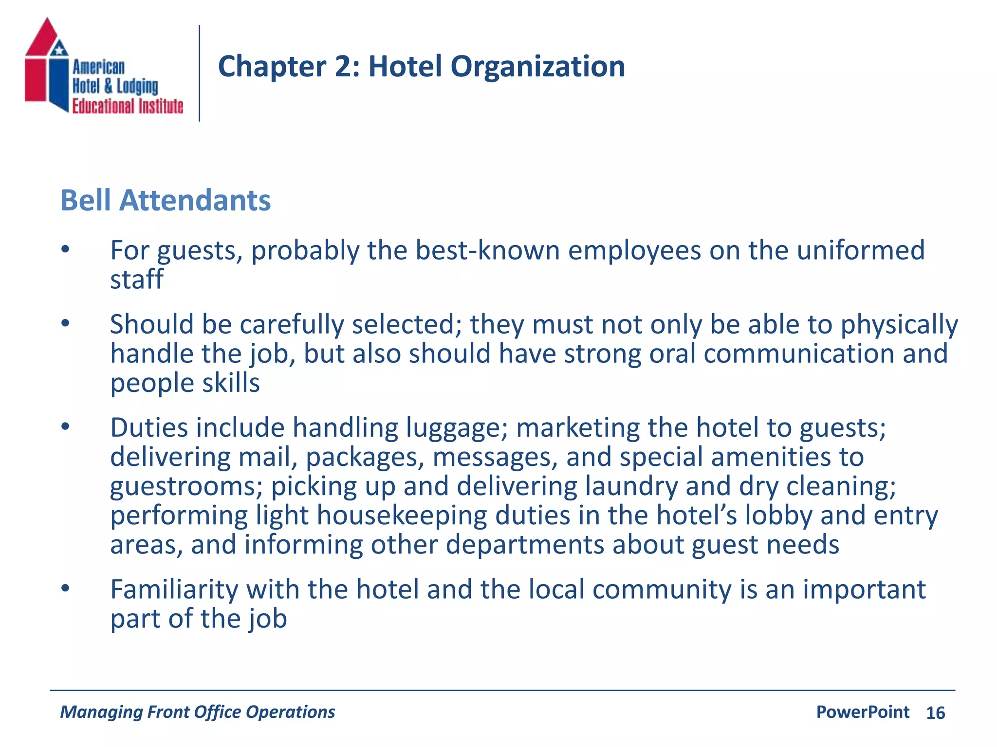 Chapter 2: Hotel Organization | PPTX