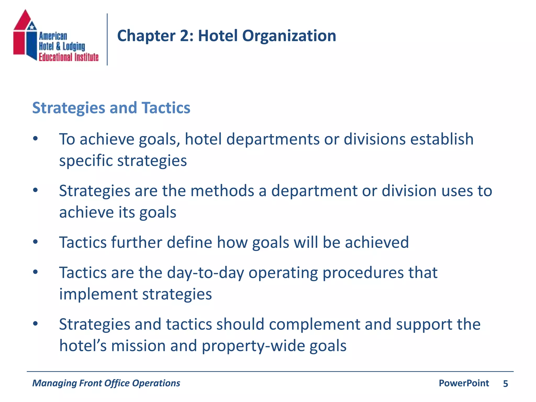 Chapter 2: Hotel Organization | PPTX