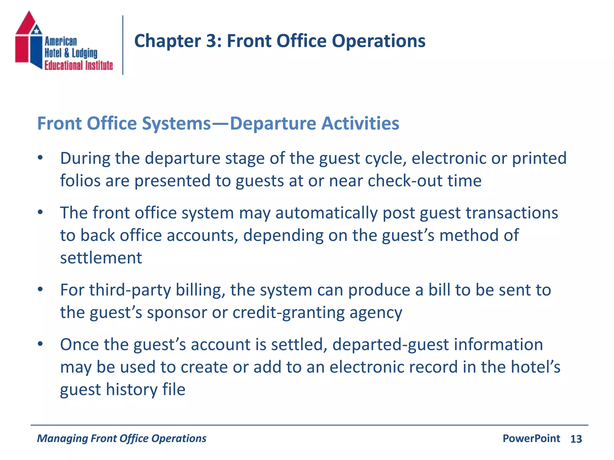 Chapter 3: Front Office Operations | PPTX