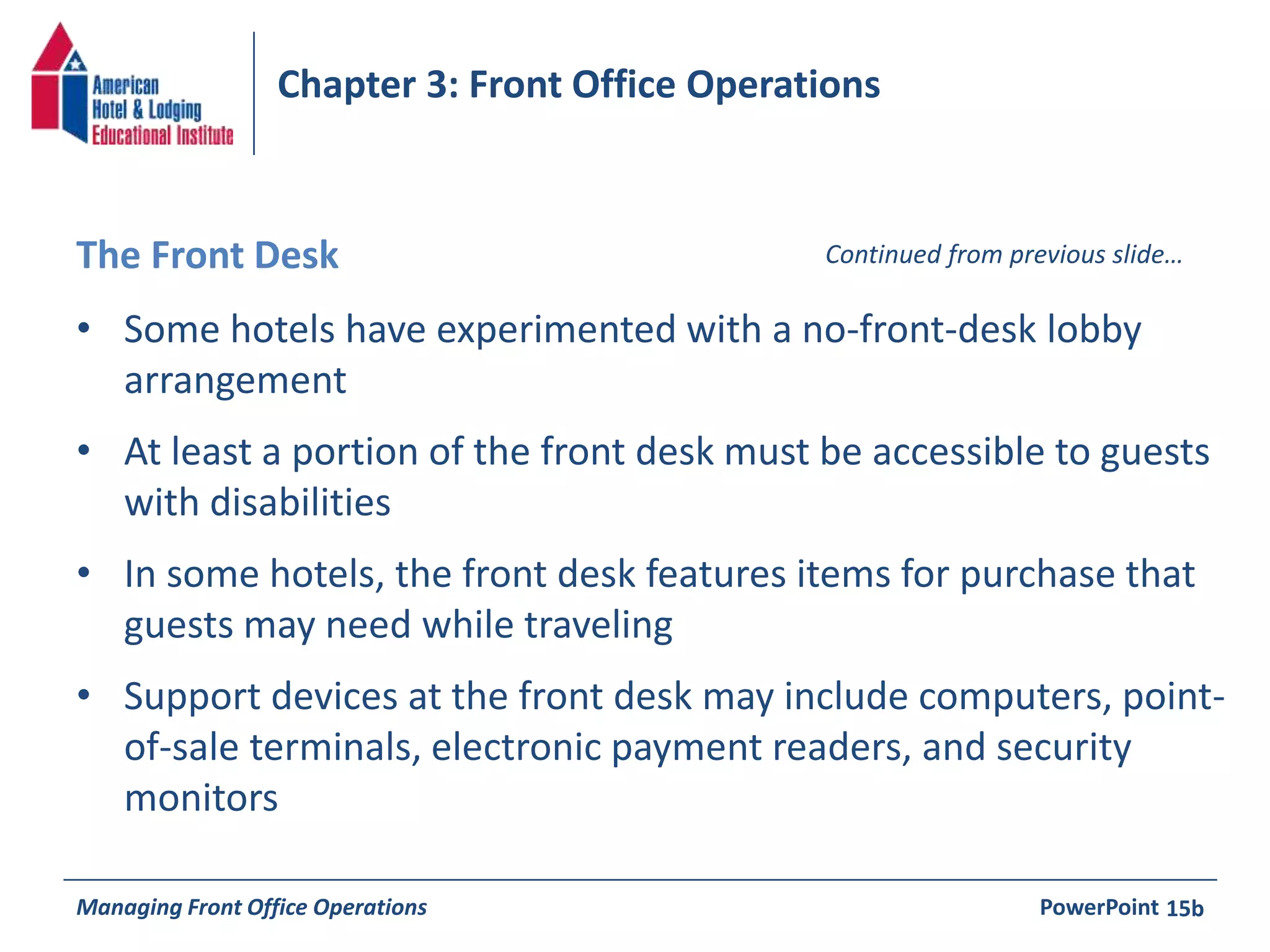 Chapter 3: Front Office Operations | PPTX