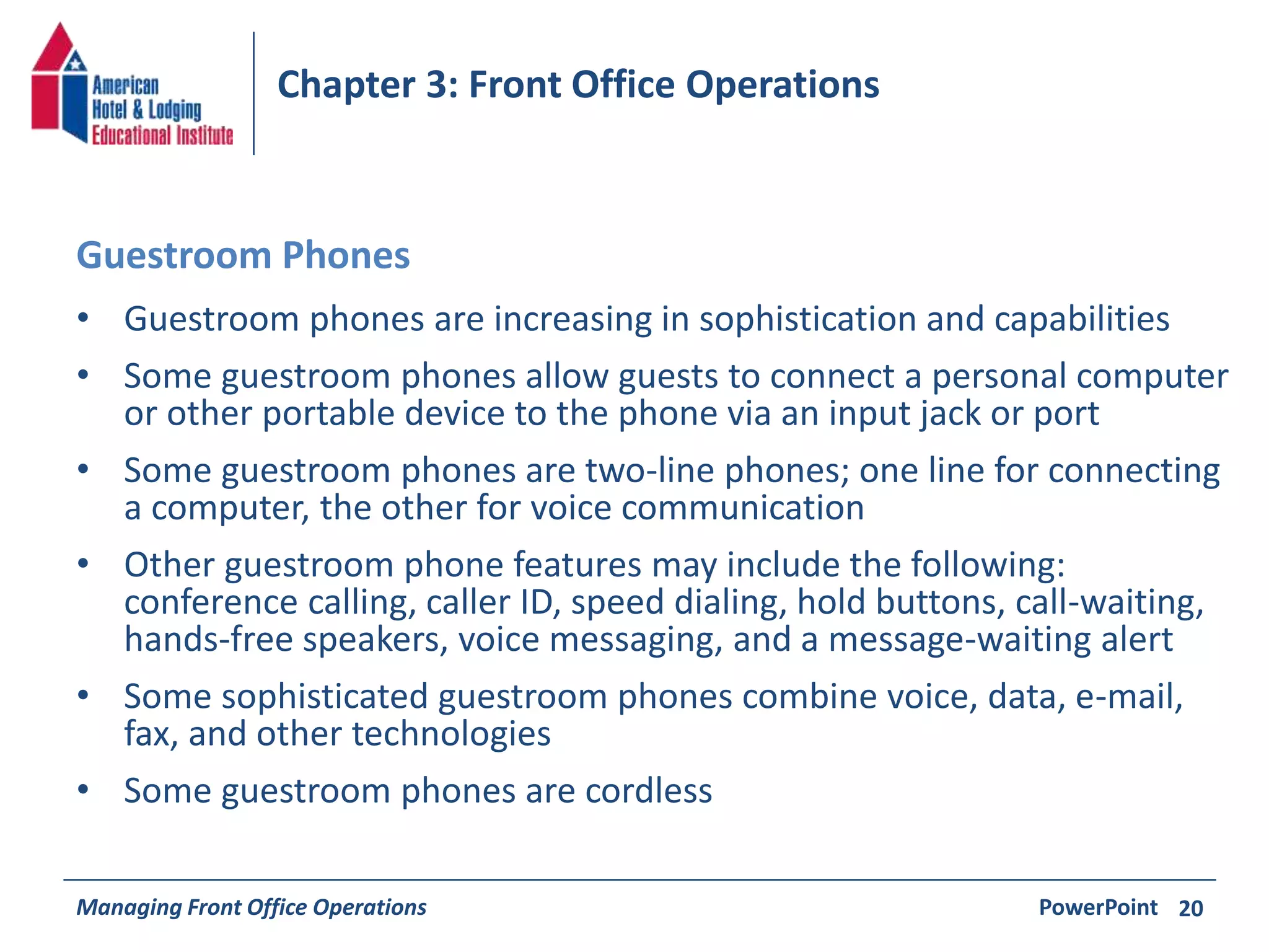 Chapter 3: Front Office Operations | PPTX
