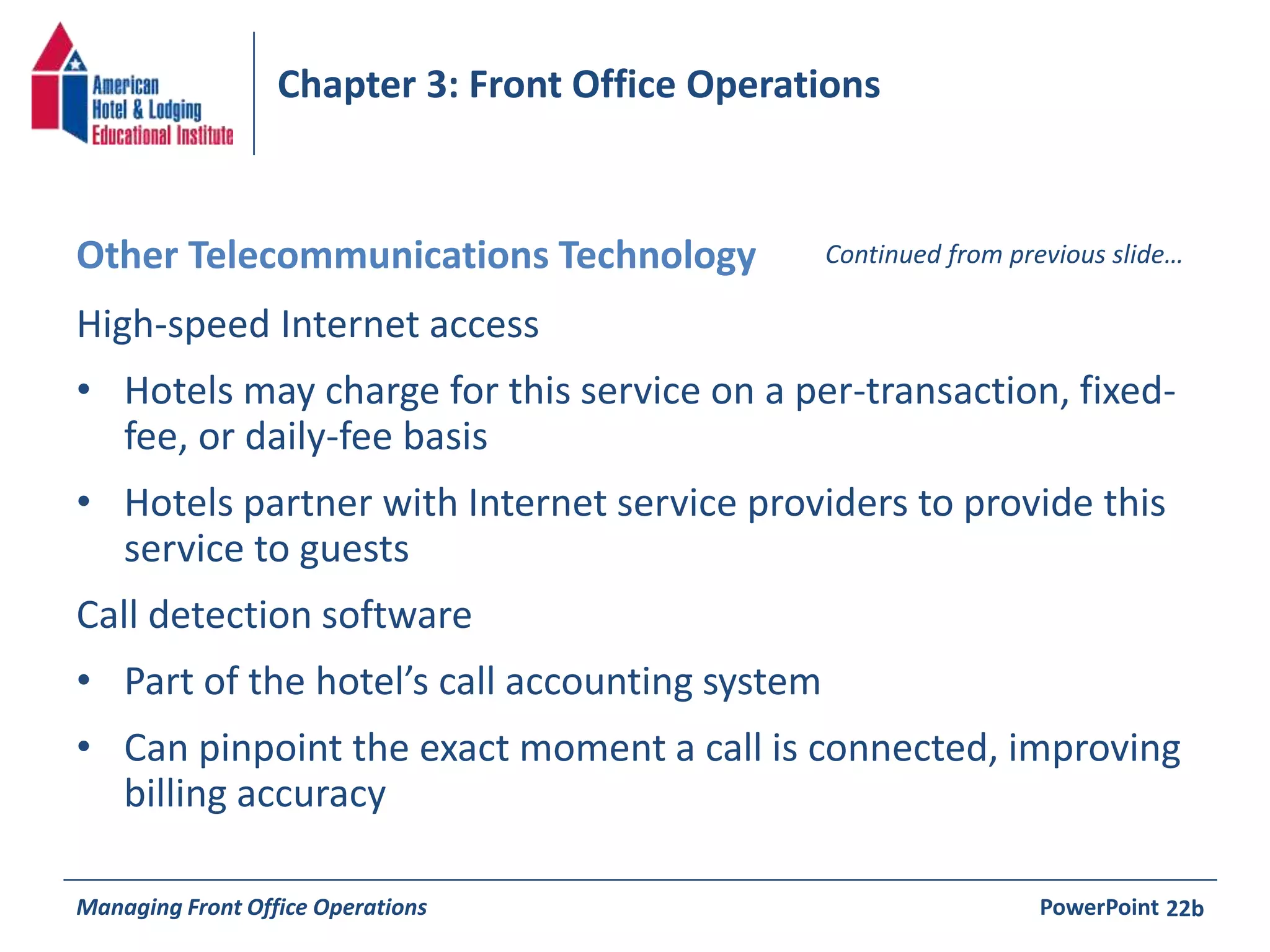 Chapter 3: Front Office Operations | PPTX