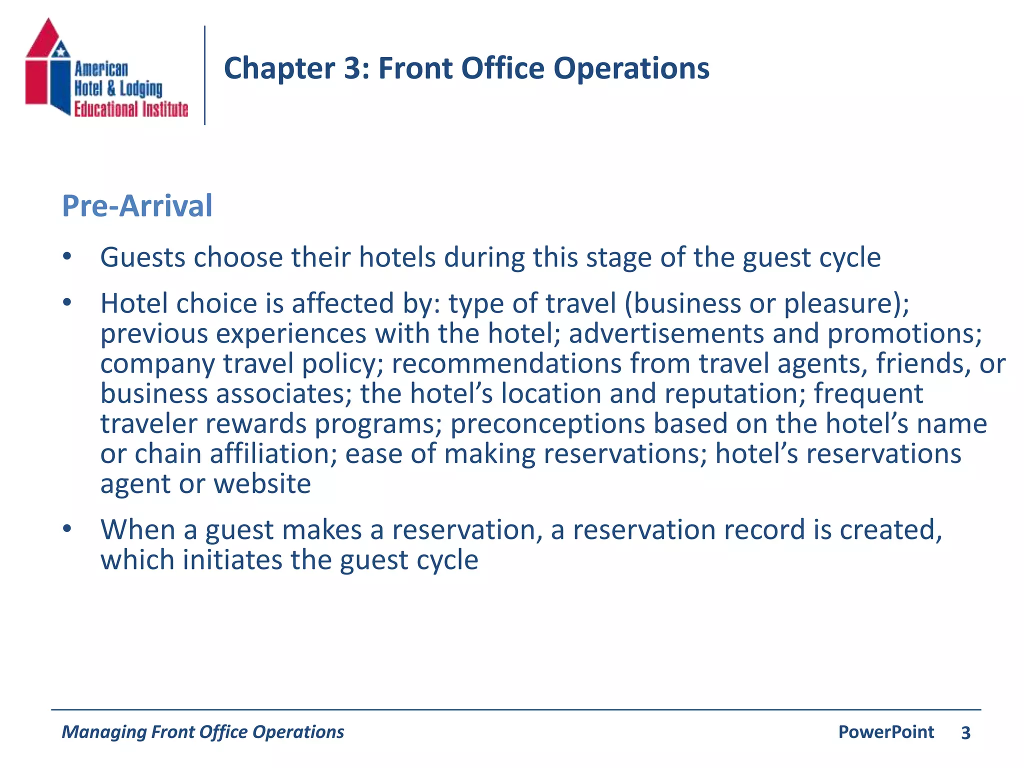 Chapter 3: Front Office Operations | PPTX