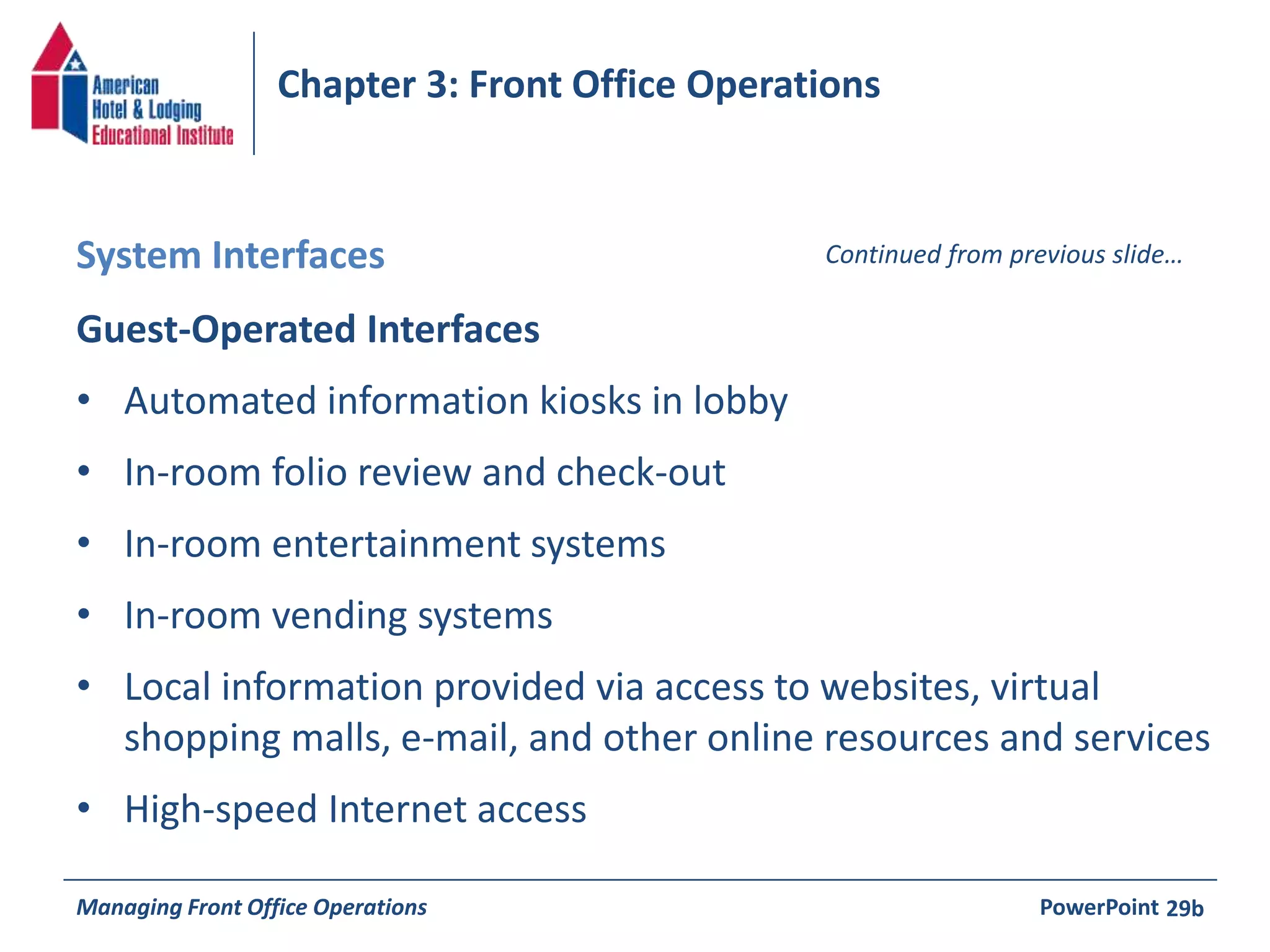 Chapter 3: Front Office Operations | PPTX