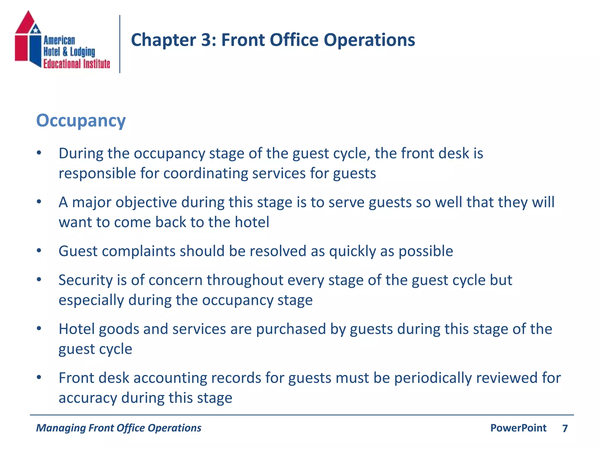 Chapter 3: Front Office Operations | PPTX