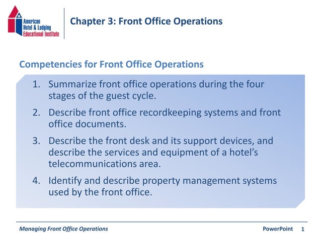 Chapter 3: Front Office Operations | PPTX