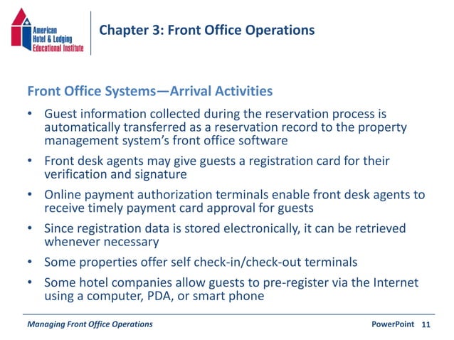 Chapter 3: Front Office Operations | PPTX